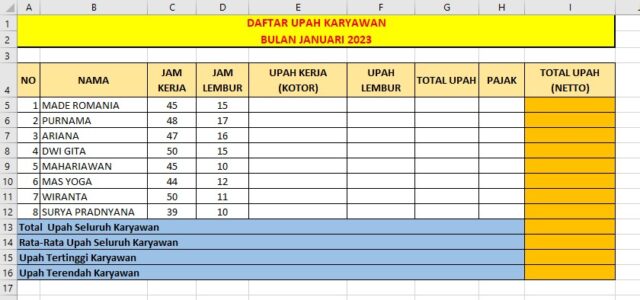 Kumpulan Latihan Soal Excel - Mai-Melajah